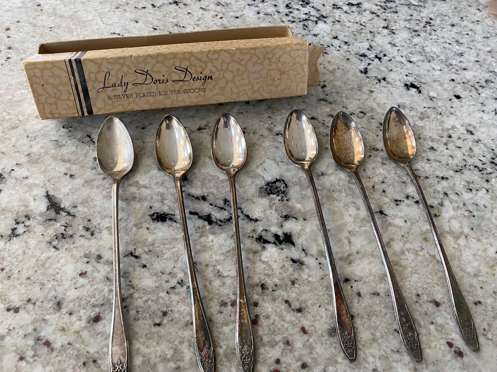 Vintage Lady Doris Design Iced Tea Spoons Set of 6 Silverplate 1929 | eBay