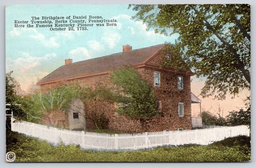 Daniel Boone Birthplace Home Exeter Township Berks County PA Postcard ...
