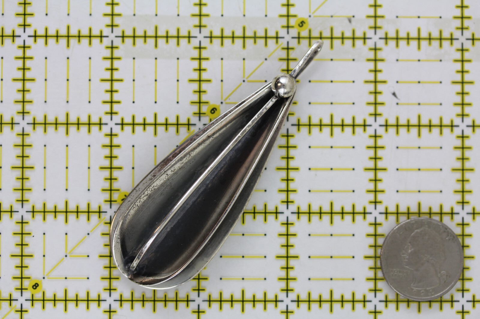 VINTAGE ORB MODERNIST BIG STERLING SILVER 925 PENDANT… - Gem