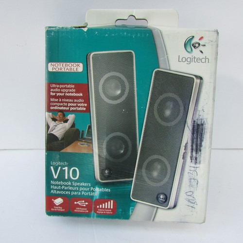 Logitech V10 Portable Notebook Speakers USB Lightweight Volume Controls ...