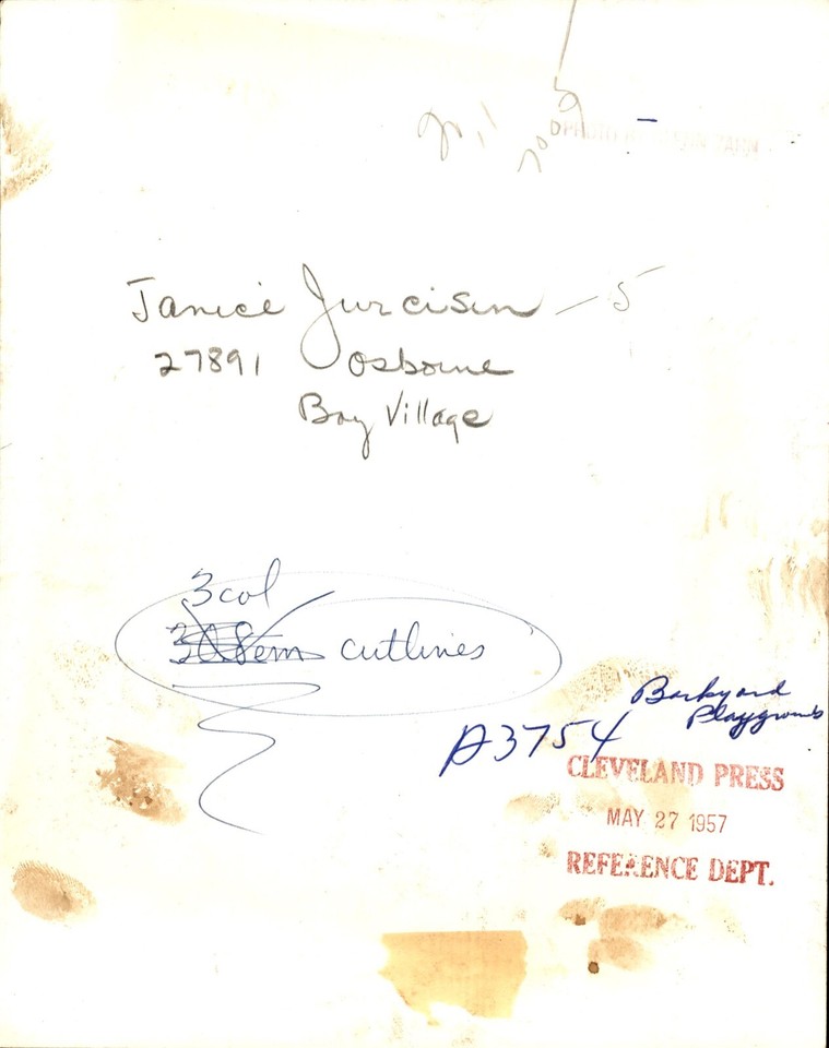 LG15 1957 Orig Glenn Zahn Photo ADORABLE CHILD Playing in Tire Swing ...