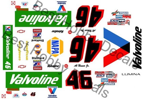 #46 Al Unser Jr. Valvoline Chevy 1995 1/64th Scale Waterslide Nascar ...