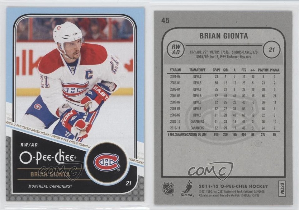2011-12 O-Pee-Chee Brian Gionta #45 0a1 | eBay