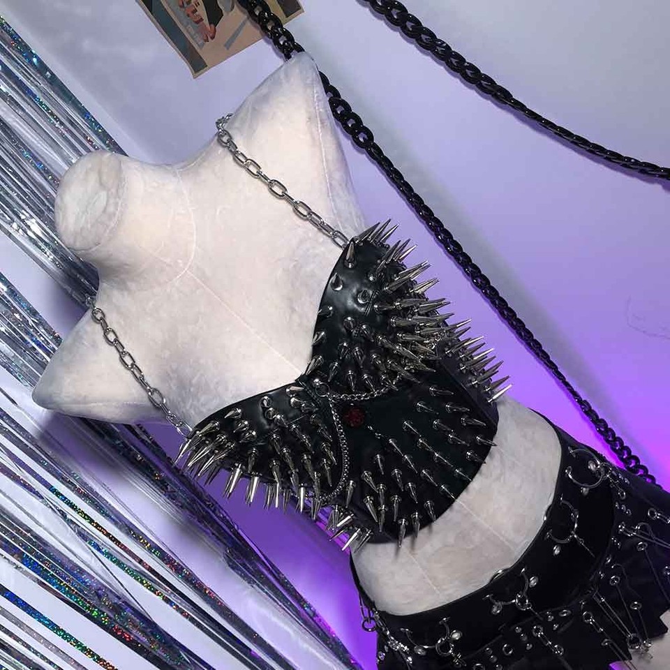 Punk Rock E-Girls Grunge Y2K TOPS Spike Studded Rivet Goth 90s Gothic ...