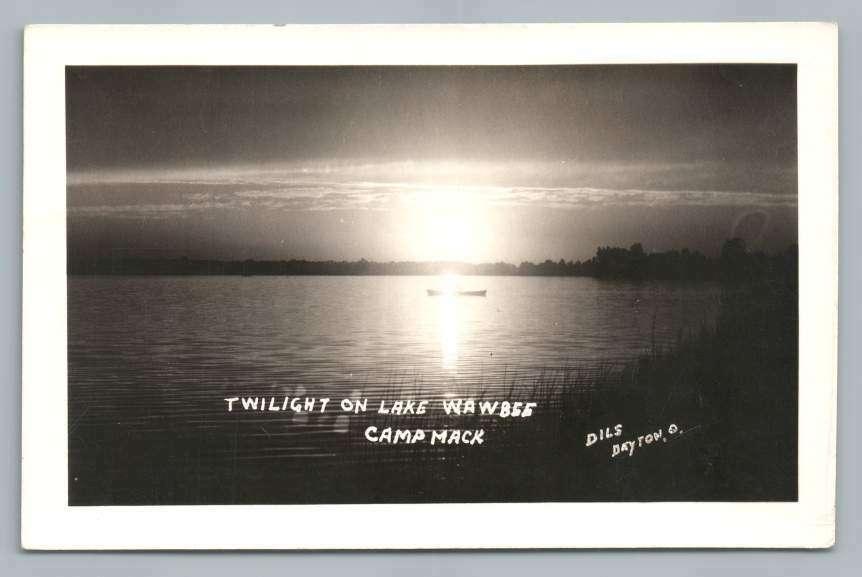 Lake Waubee Twilight ~ Camp Mack RPPC Milford Indiana Vintage Photo ...