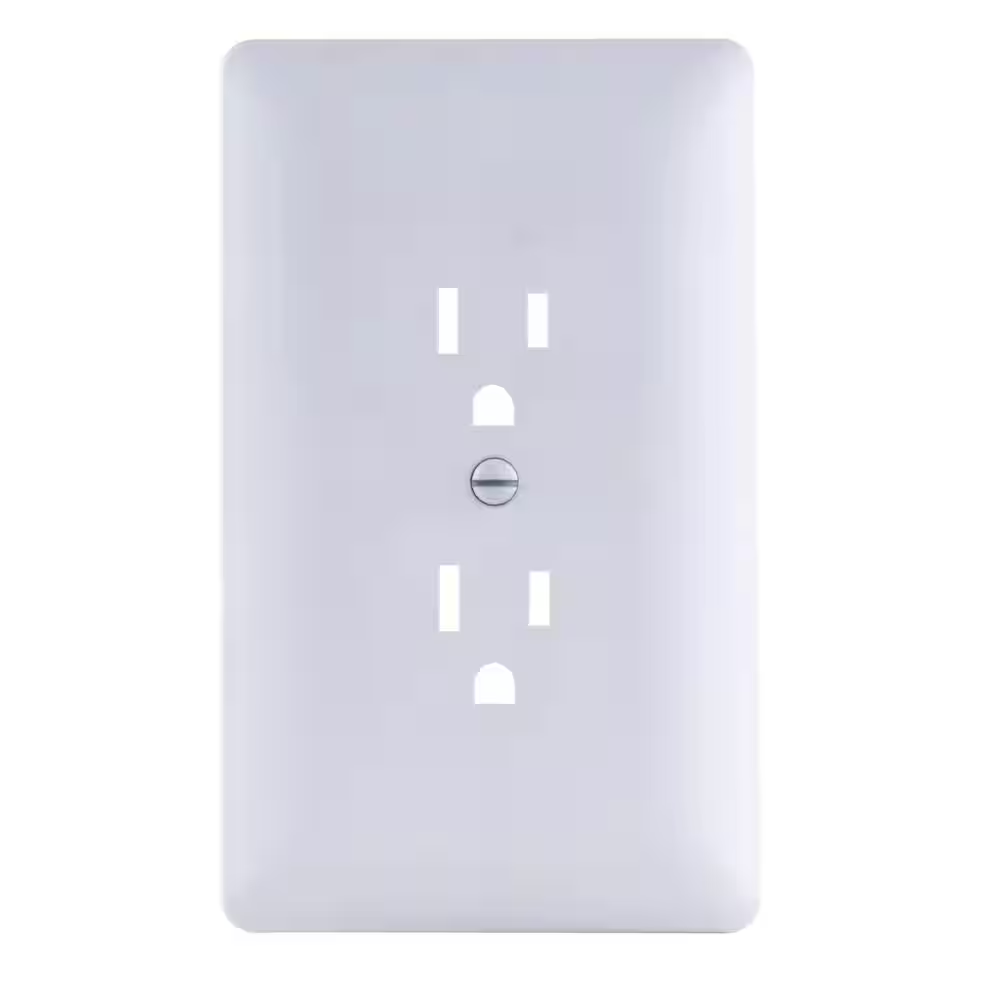 1-Gang Textured Plastic Duplex Outlet Wall Plate Cover-Up, White ...