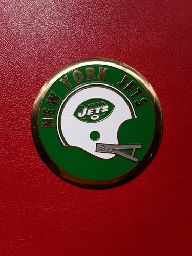 NEW YORK JETS NFL Two bar HELMET MEDALLION INTERNATIONAL CREST 1973 | eBay