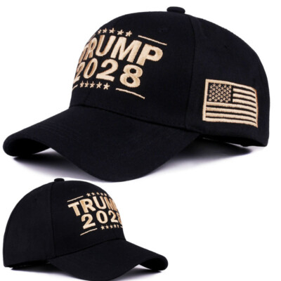 Trump 2028 Embroidered Baseball Cap, Black MAGA Hat,Make America Great ...