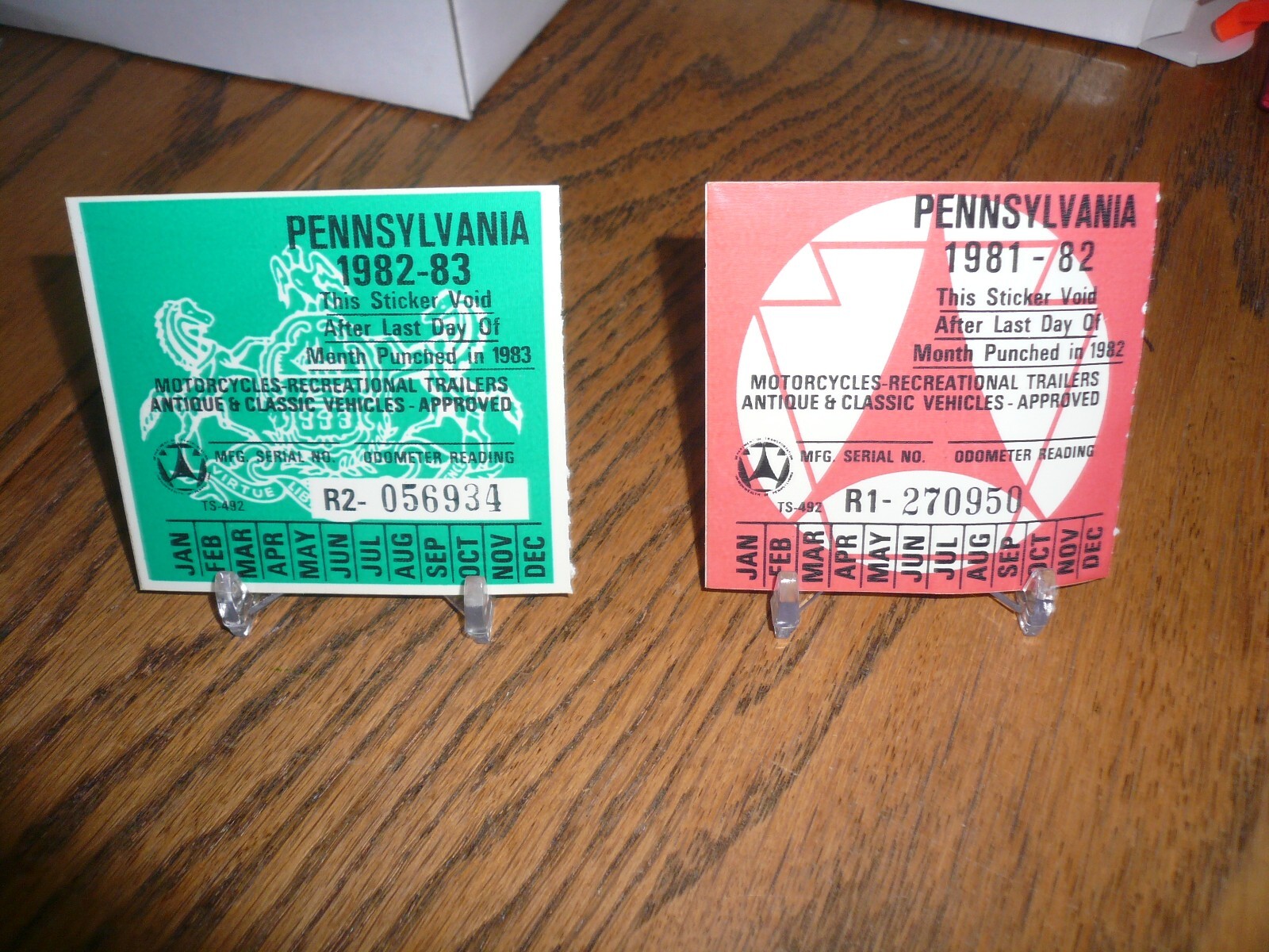 1981-82 1982-83 Pennsylvania Inspection Sticker Pa Penna Motorcycle ...