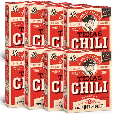 Carroll Shelbys Original Texas Chili Mix Kit 3.65 Ounce Box 8 Count | eBay