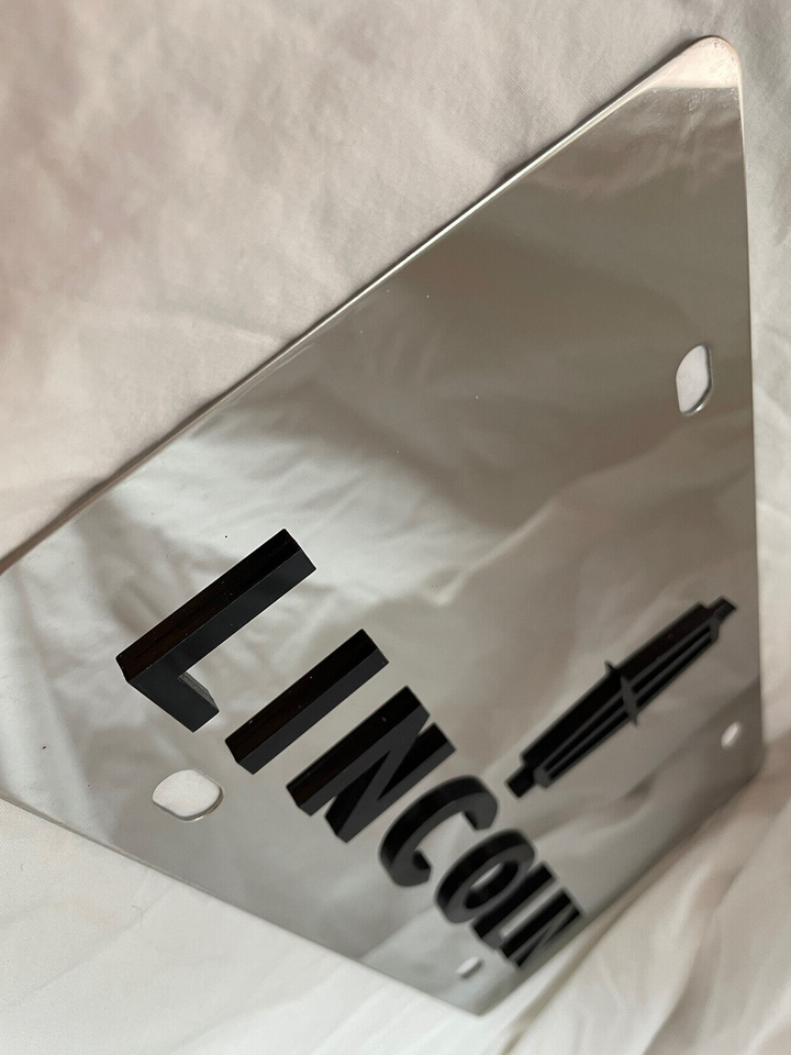 Lincoln emblem chrome stainless steel vanity license plate tag black | eBay