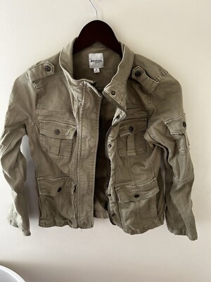 Kensie Jeans Jacket Womens Small Olive Khaki Utility Coat 5 Pockets ...
