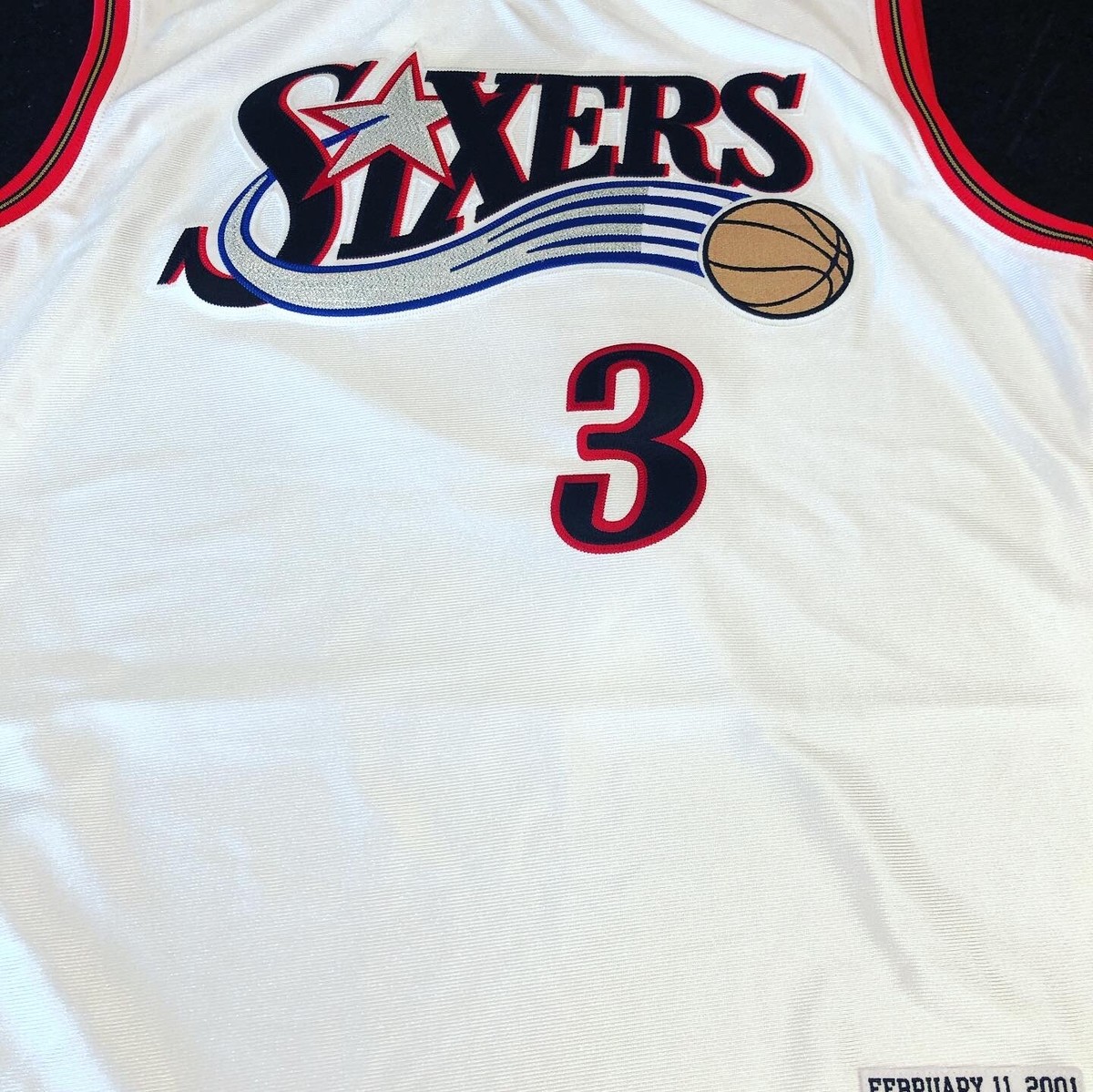 76ers 2001 Logo A Jersey Of Allen Iverson, Former Philadelphia 76ers