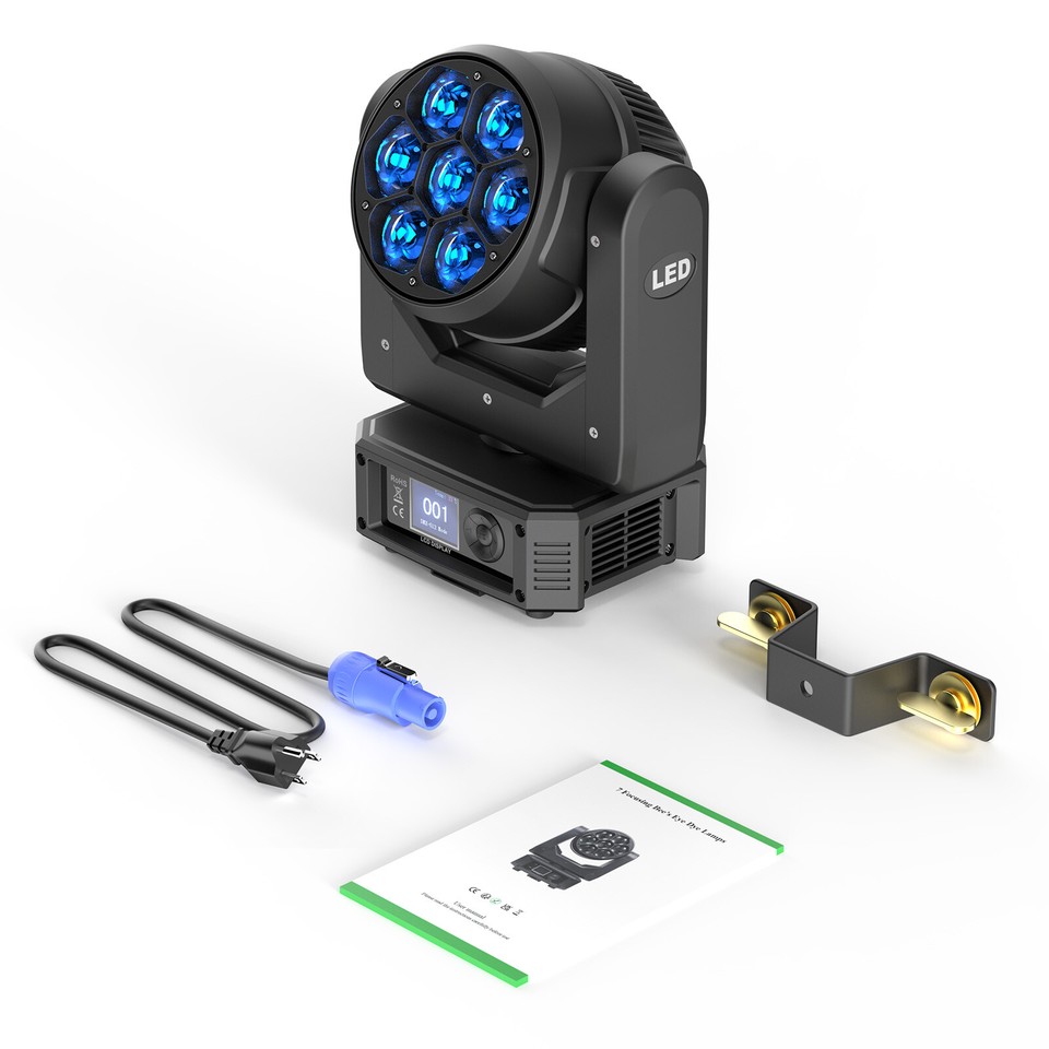 350W RGBW 7LED EYE Zoom Beam Moving Head Stage Lighting DMX512 DJ Disco ...