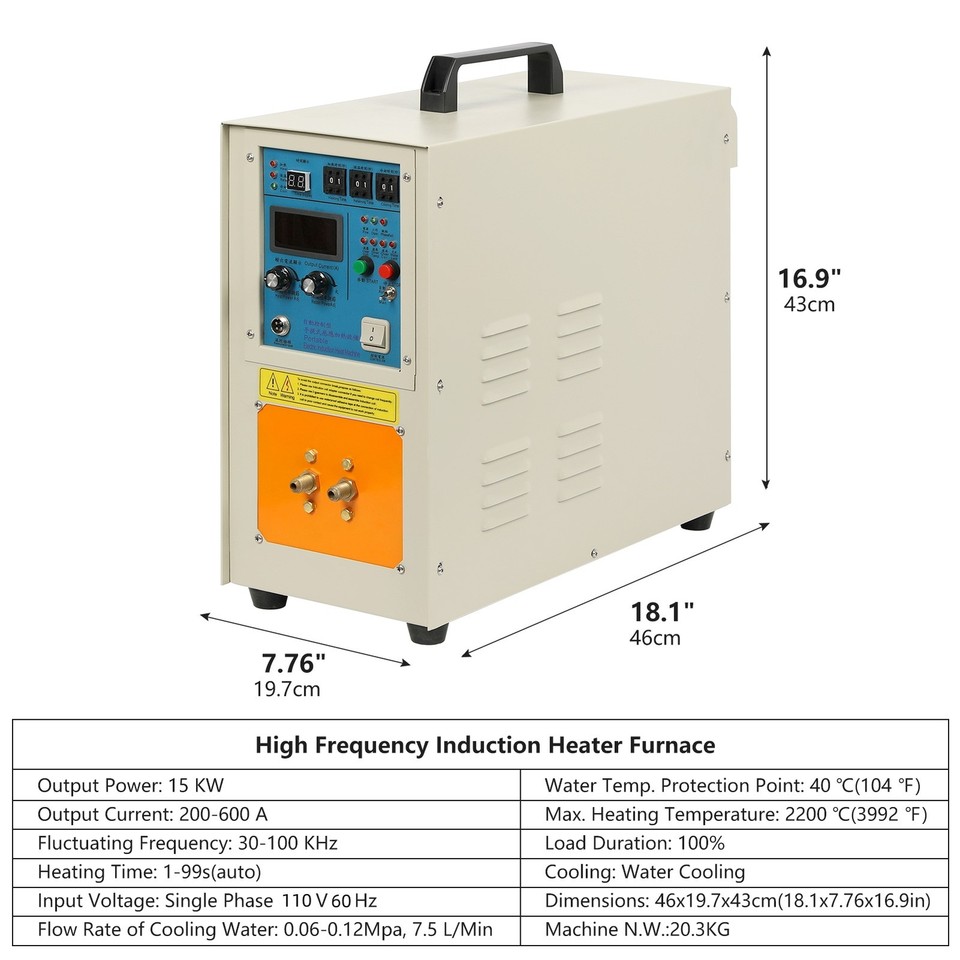 Melting Furnace 15KW High Frequency Induction Heater Furnace 30-100 KHz ...