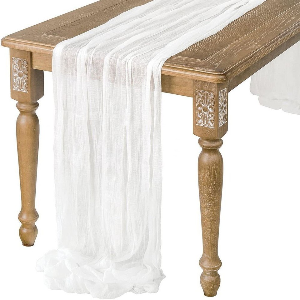 90x180/300 cm Semi-Sheer Table Runner Sage Cheesecloth Table Setting ...
