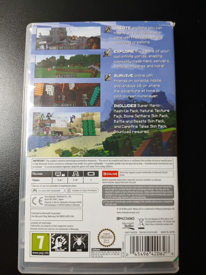 Minecraft Nintendo Switch Video Game 2017 Cartridge With Case Tested ...