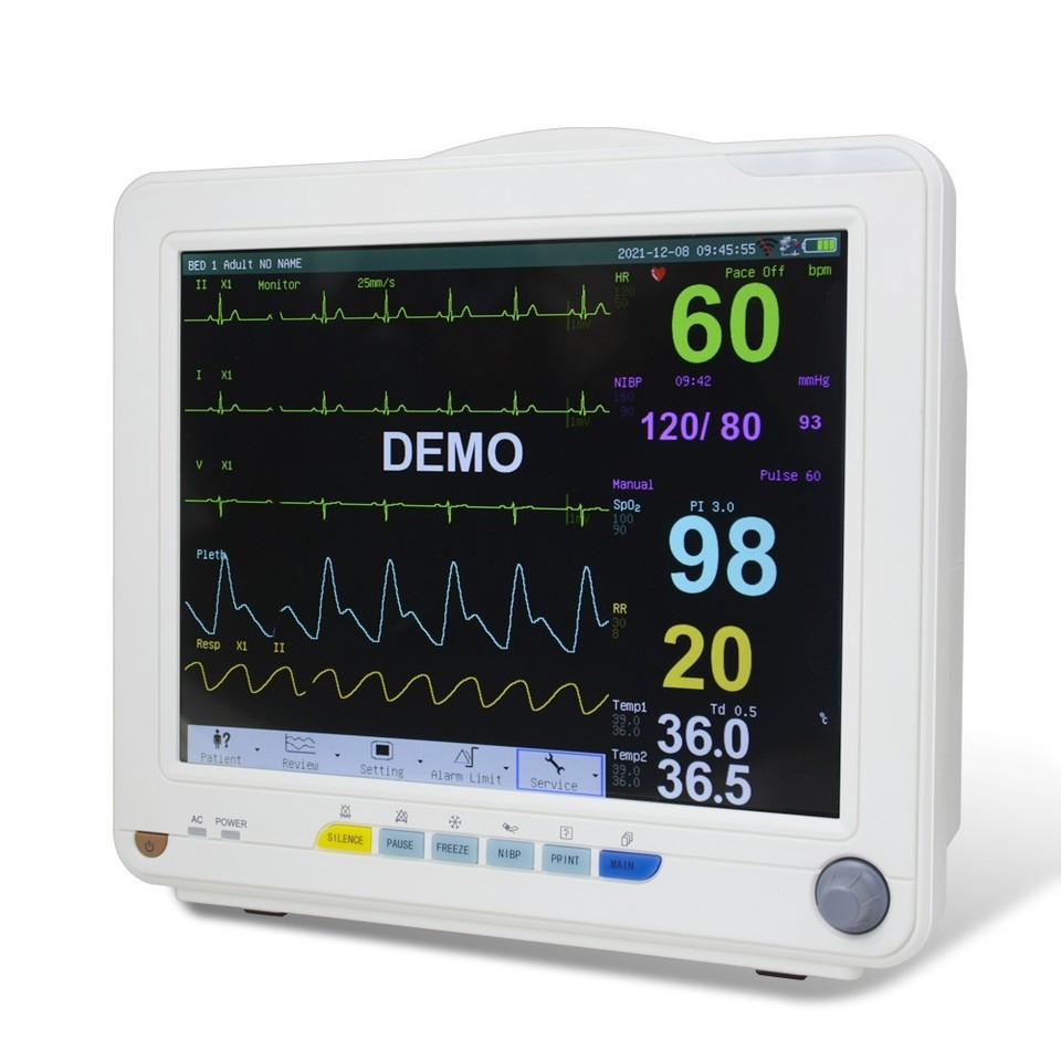 Touch screen 12"Vital Signs Patient Monitor SpO2,PR,NIBP,ECG, RESP ...