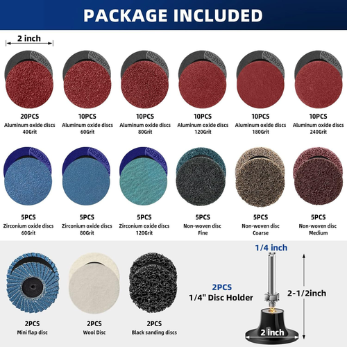 108Pcs Sanding Discs Set 2 inch Quick Change Disc with 1/4 Holder... | eBay