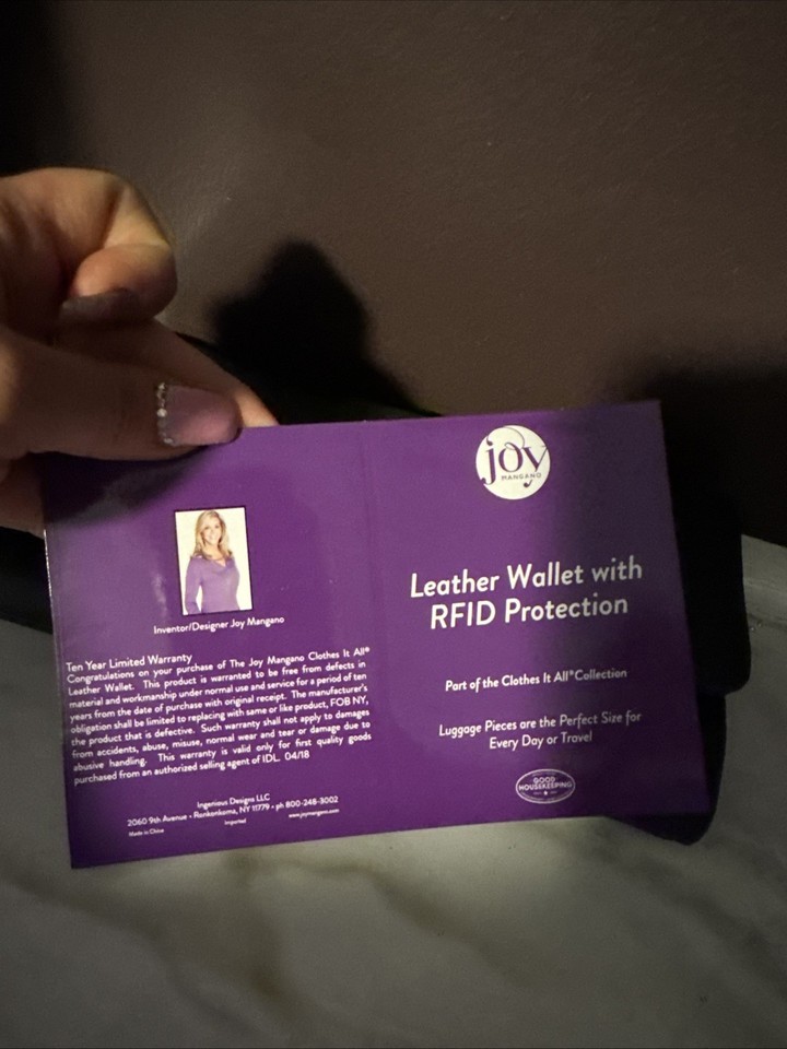 JOY MANGANO Luxe Genuine Leather Trifold Wallet with RFID Protection ...