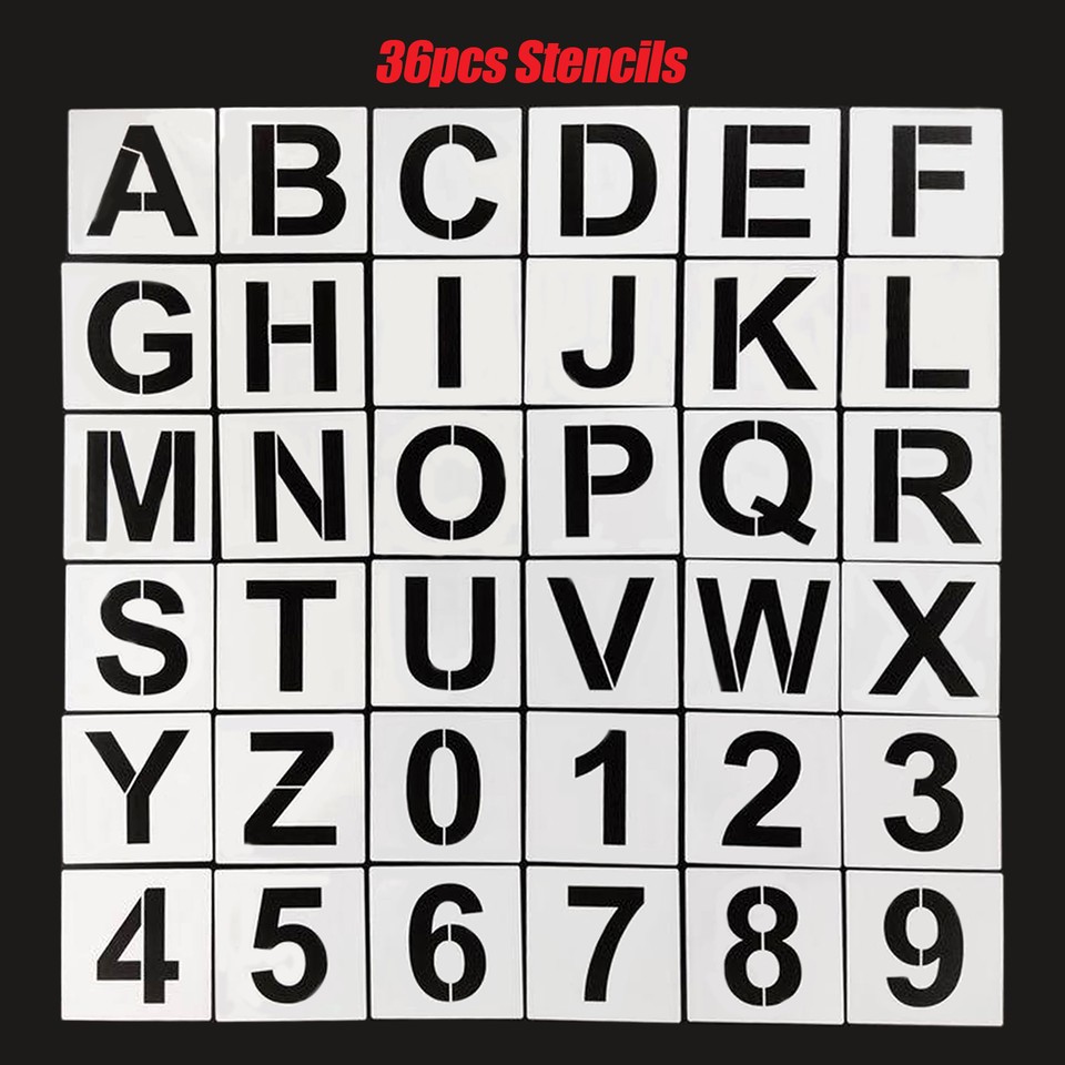 36pcs 3in Letter And Number Stencils Reusable Alphabet Stencils ...