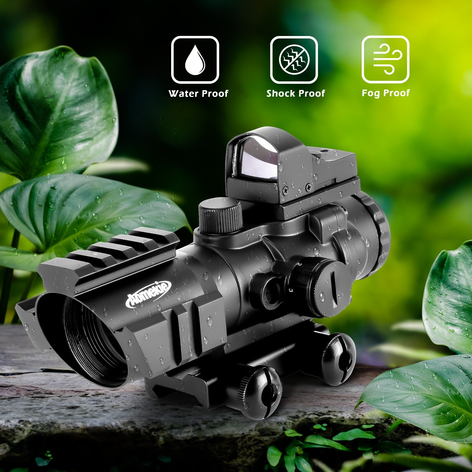 4X32 Rifle Scope 20/22mm Rail Mount with Mini Red Green Dot Sight for ...