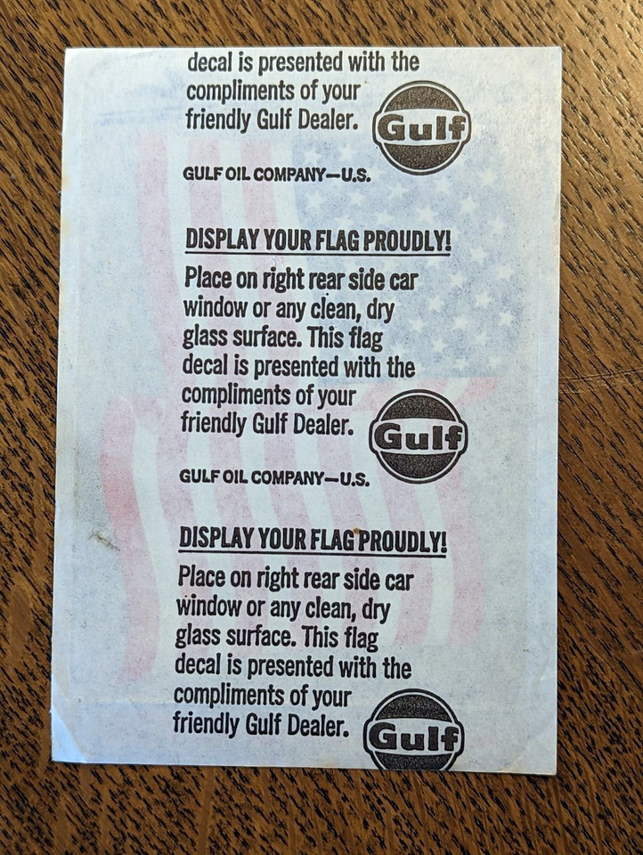 Gulf Oil Company Display Your USA Flag Proudly Decal Sign Dealer ...