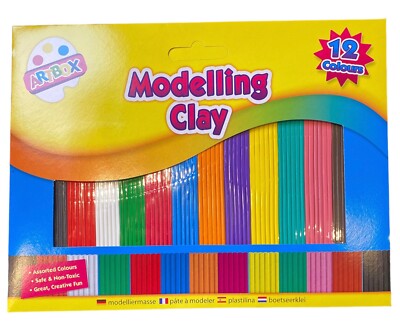 12pk Modelling Clay Kids Colours Plasticine Putty Strips Children Craft ...