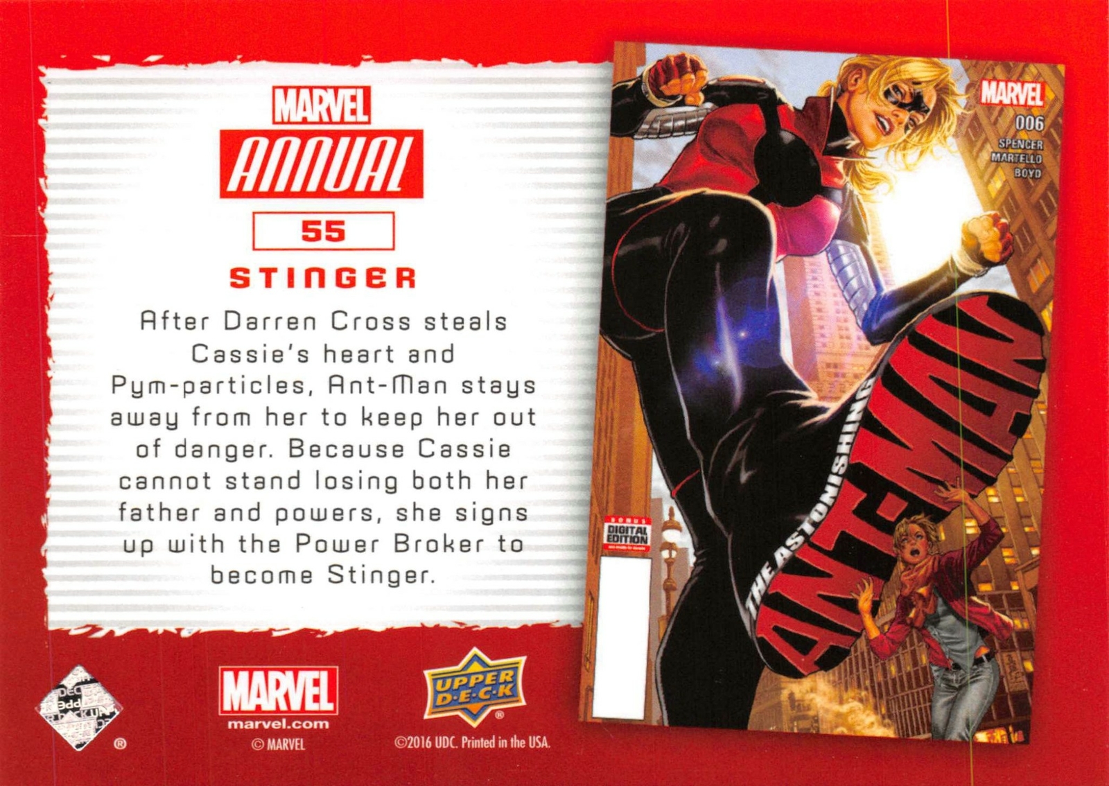 STINGER / MARVEL ANNUAL 2016-17 (Upper Deck) BASE Trading Card #55 | eBay
