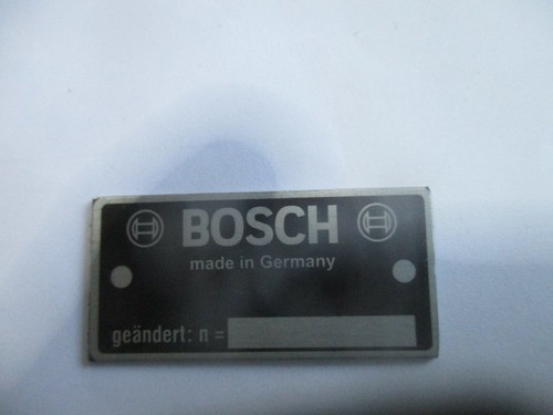 Typenschild Schild Bosch Einspritzpumpe Regler geändert n= | eBay.de