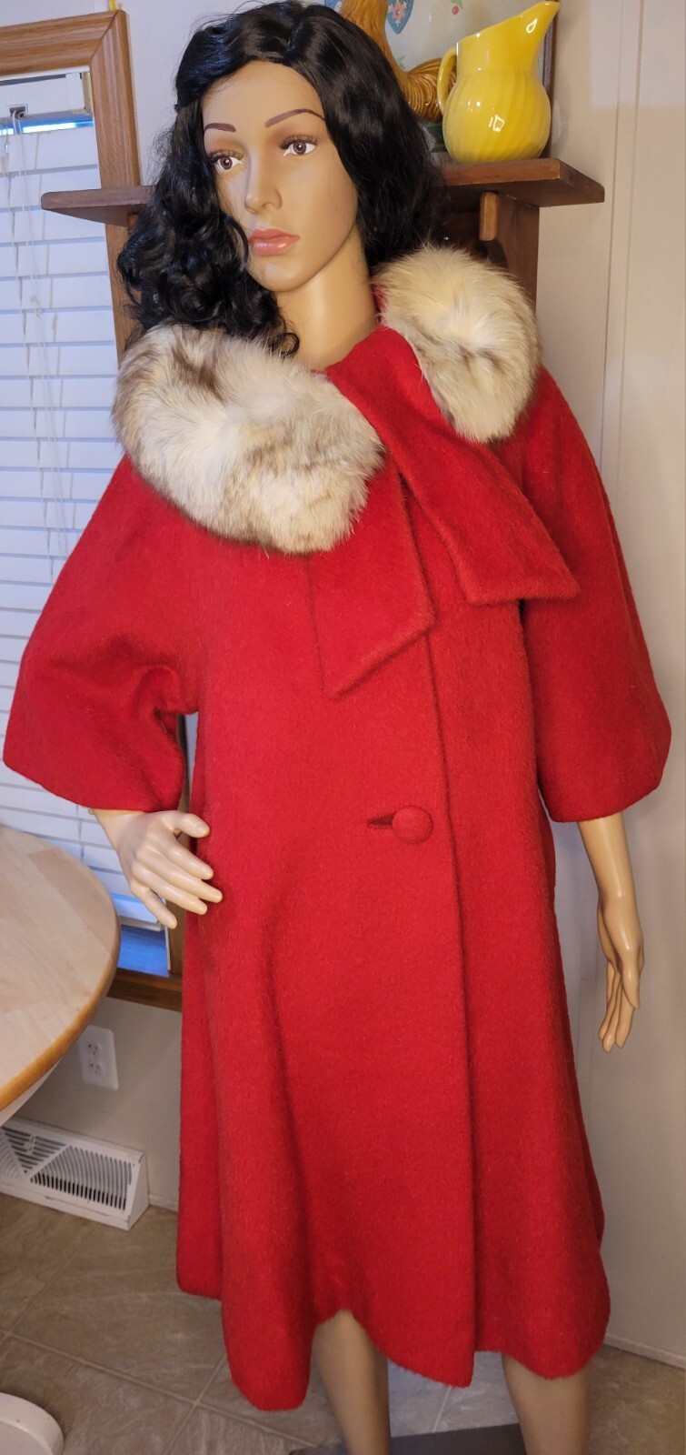 Vtg 60s Lilli Ann Cherry Red Mohair Swing Coat w/silv… - Gem