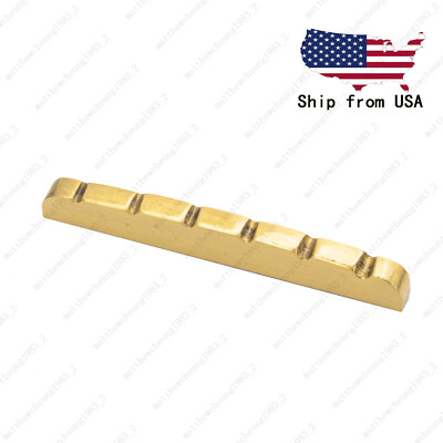 6 String Brass Guitar NUT Flat Bottom 42mm SLOTTED FOR STRATOCASTER ...