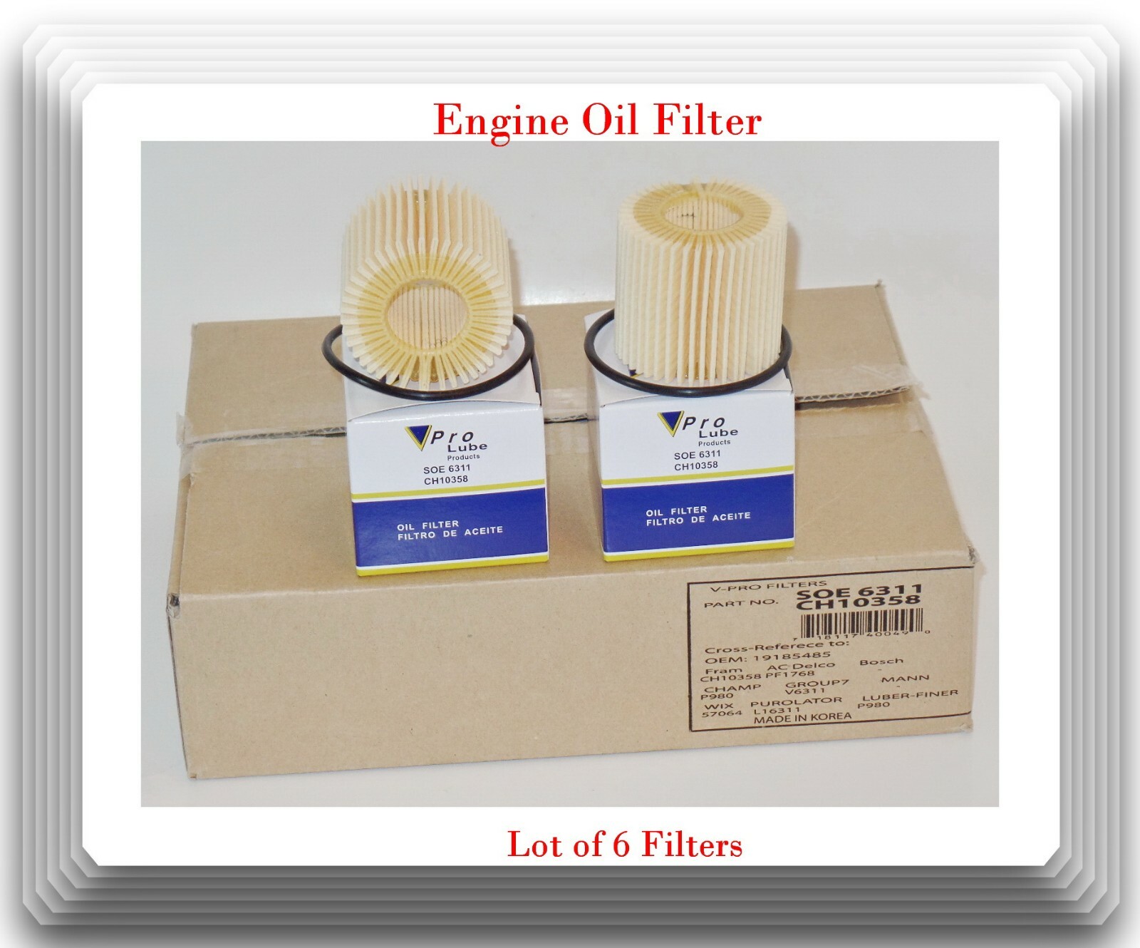 Package of 6 Engine Oil Filters CH10358 Fits: Lexus Pontiac Truck Scion ...