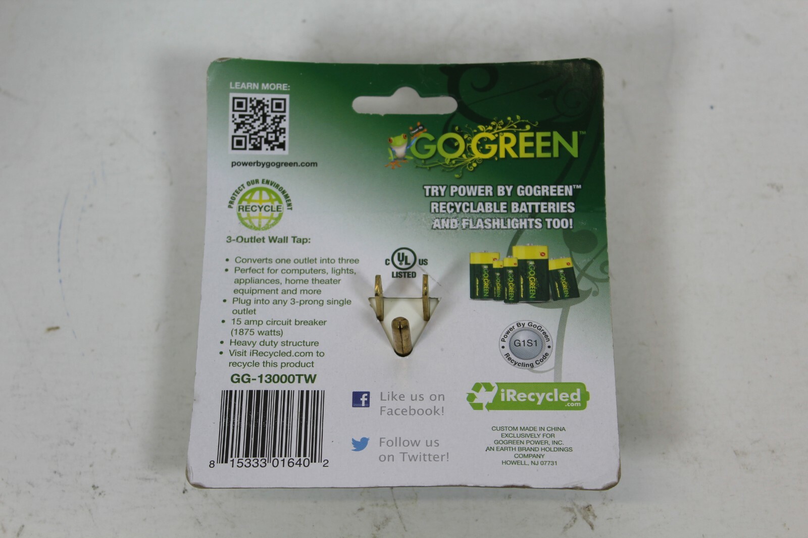 GoGreen Power 3 Outlet Wall Tap White Adapter GG-13000TW | eBay