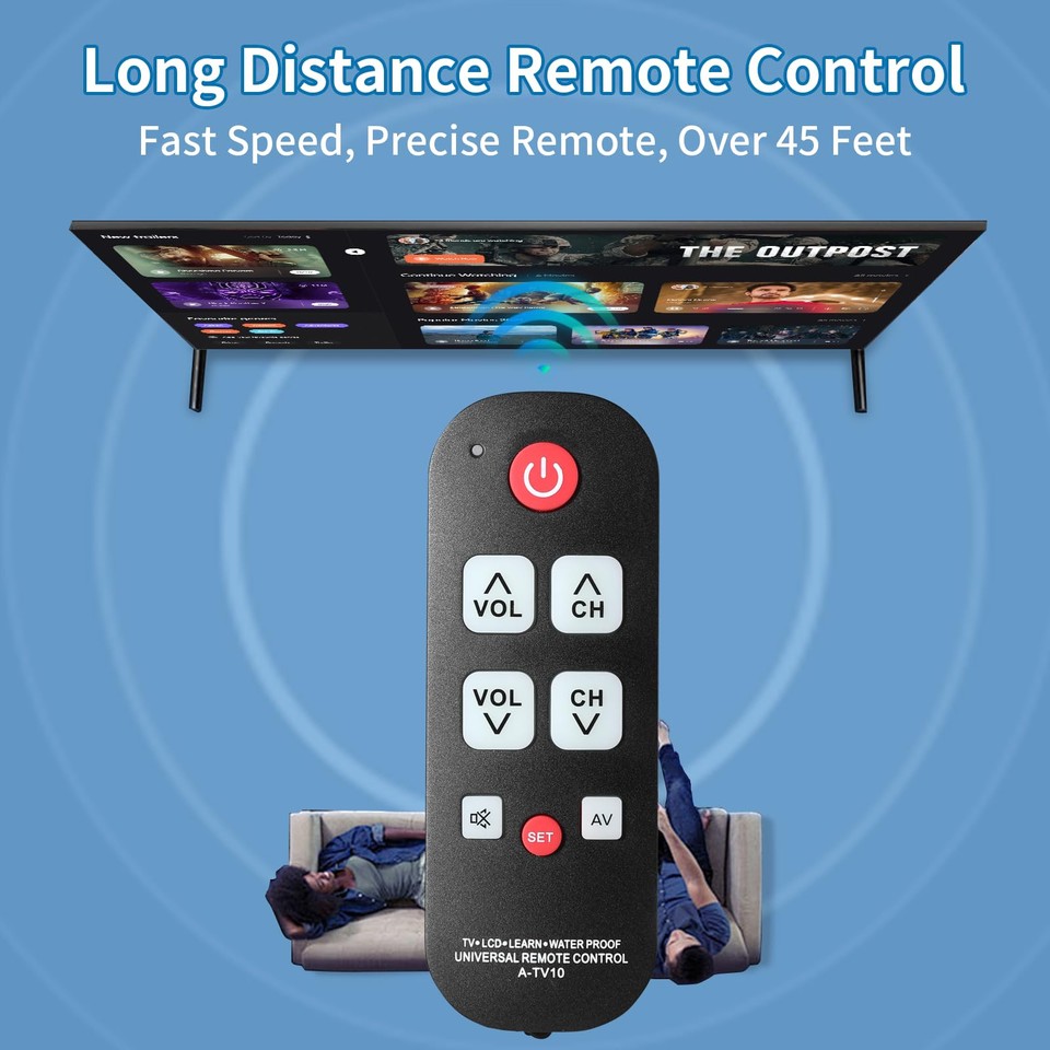Remote Control for Seniors Universal Big Button TV Learning Remote ...