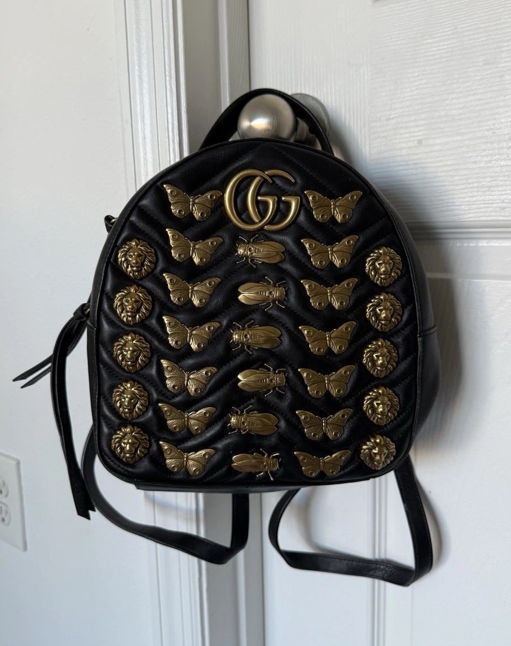 Gucci GG Marmont Matelasse Backpack Small Black Leather for sale online ...