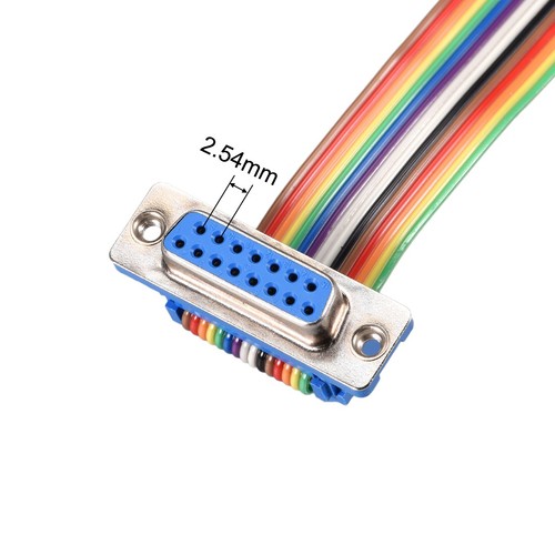 IDC Rainbow Wire Flat Ribbon Cable DB15 F/F Connector,2.54mm Pitch 11 ...