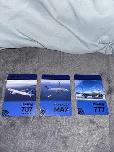 3-United Airlines Trading Cards. Boeing 787, Boeing 737 Max, Boeing 777 ...