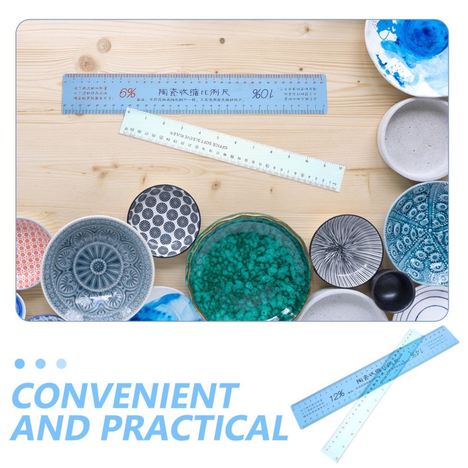 2pcs Shrinkage Scale Ruler Flexible Ruler Plastic Ruler Shatterproof ...
