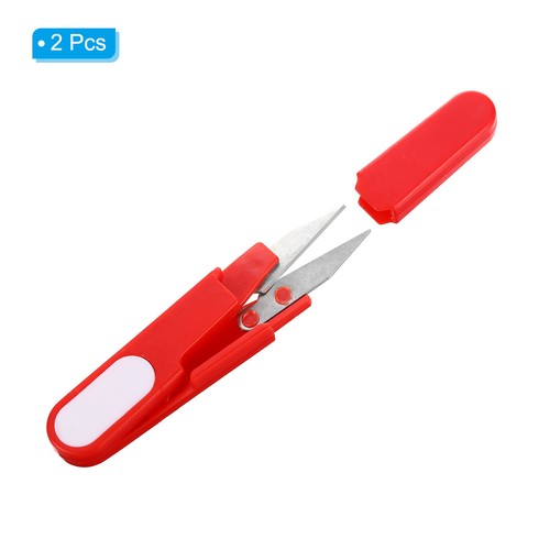 2 Pcs Fishing Scissors Mini Braided Line Snips with Safety Cover Red ...