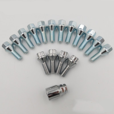 M14x1.25, 27mm Wheel Bolts Chrome x 12 + Locks BMW 2 Series F22, F23 ...