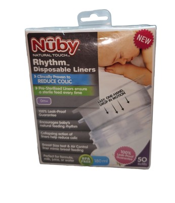 Nuby Natural Touch Rhythm Disposable 180ml Liners 50 Pk BPA Free NEW iN ...