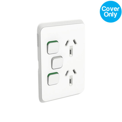 Clipsal Iconic Vertical Double Powerpoint with 10A Extra Switch Skin ...