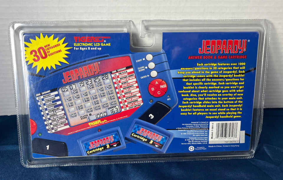 JEOPARDY Answer Book & Game Cartridge #3 Tiger Electronics New NIP 7 ...