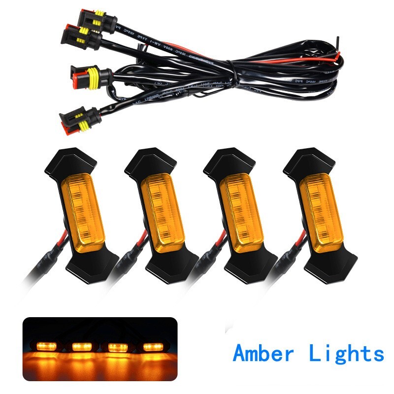 Amber LED Grille Lights Tacoma 4-Piece Raptor Style Amber Grille LED ...