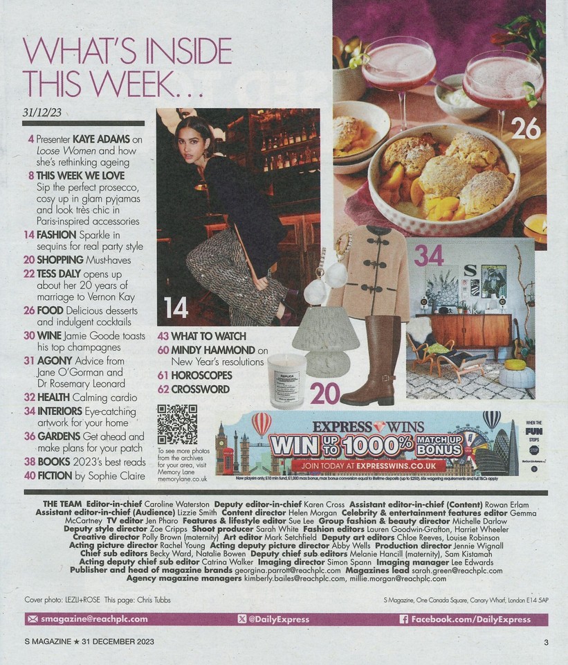 Sunday Express Magazine: Kaye Adams, Tess Daly, Mindy Hammond, Fashion ...