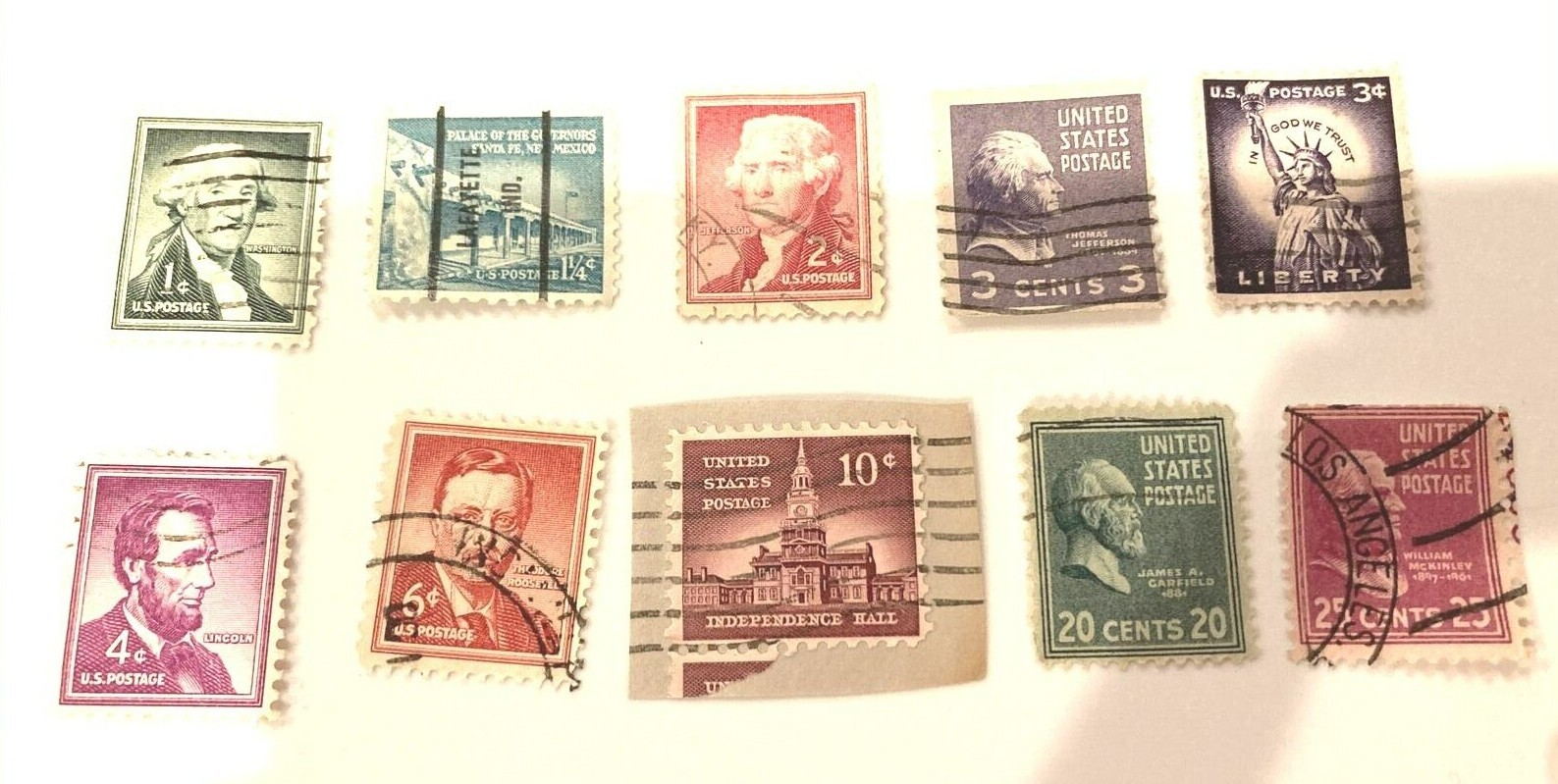 US Postage Stamp Lot Presidents Cancelled 50s 60s 1 1.25 2 3 4 6 10 20 ...