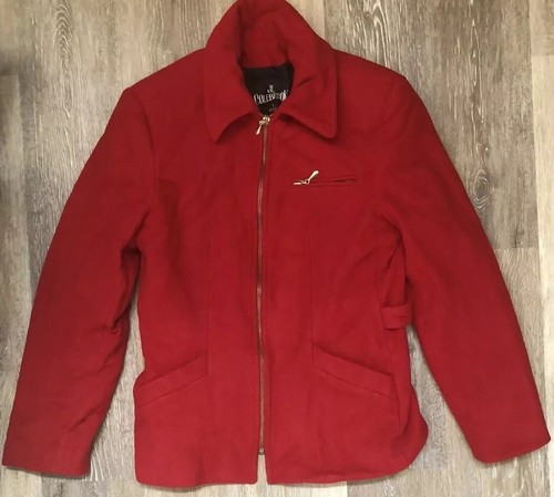 Women’s Small Lined JL Colebrook Zip-Up Red Wool Coat Blazer Jacket 3 ...