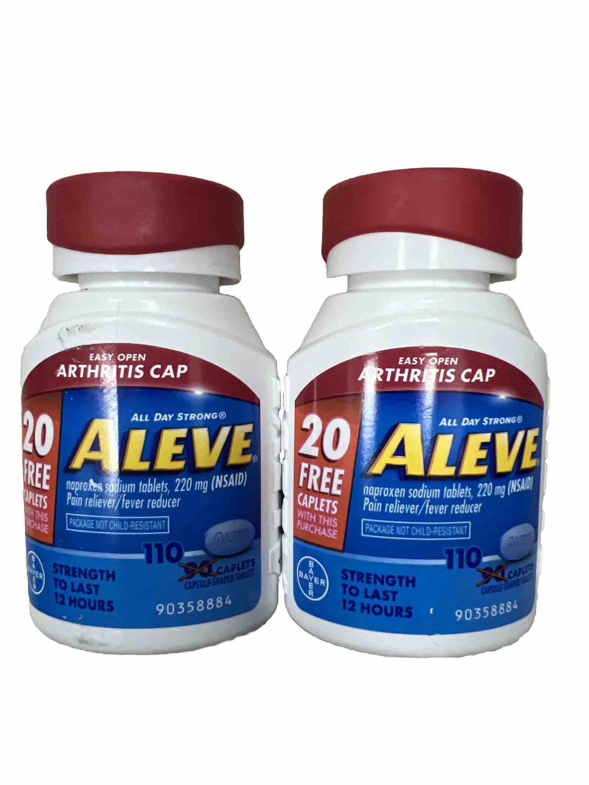 LOT OF 2 Aleve Naproxen Sodium Easy Open Arthritis Cap 220mg 220 tab ...