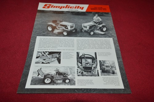 Simplicity 7010 7012 Landlord Lawn Tractor Dealer's Brochure GDSD7 | eBay